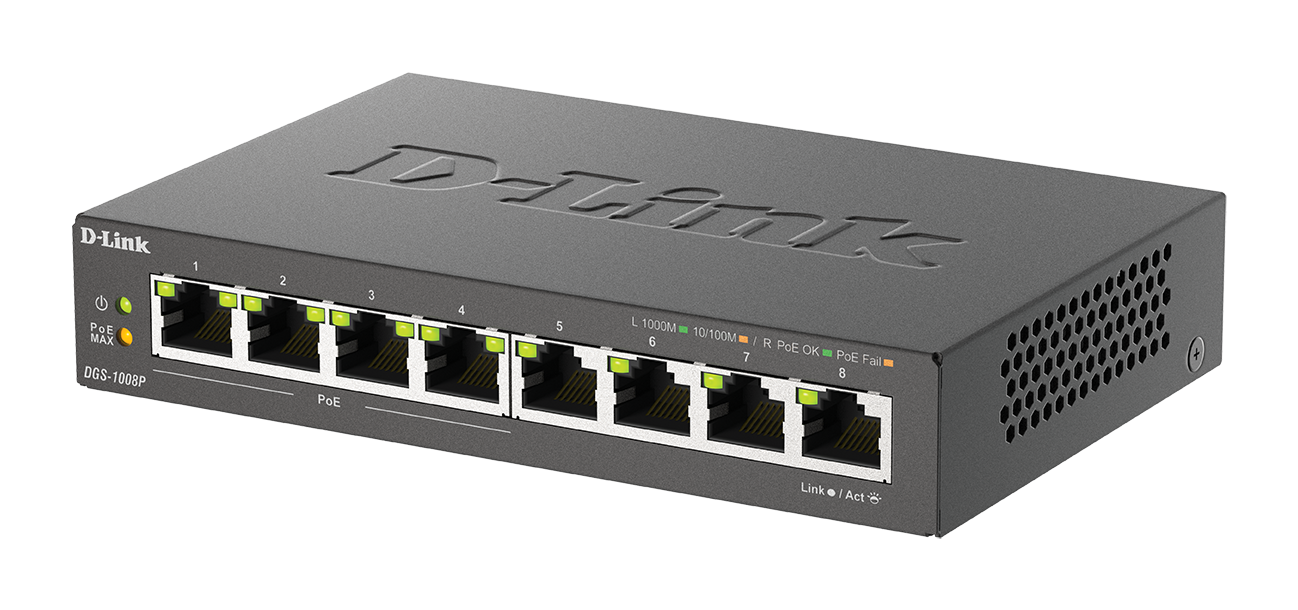 DGS-1008P 8-Port Gigabit PoE Unmanaged Desktop Switch | D-Link Deutschland DGS-1008P 8-Port Gigabit PoE Unmanaged Desktop Switch | D-Link Deutschland