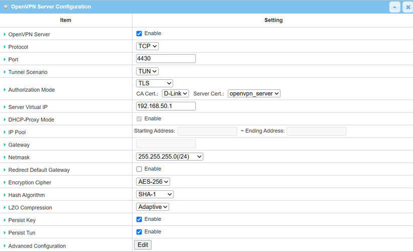 OpenVPN Configuration | D-Link Finland