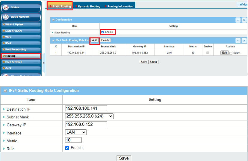 Static Route Configuration | D-Link