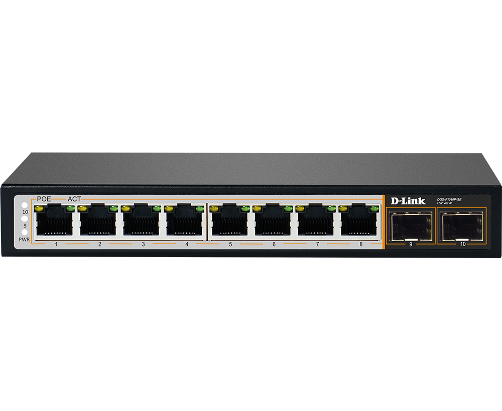 DGS-F1010P-E 8GE PoE+ 2GE Uplink 250m PoE Switch | D-Link